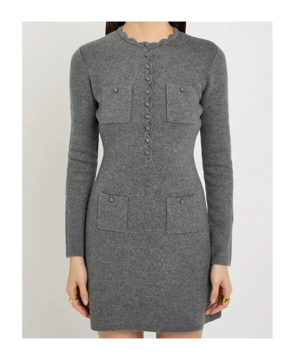 SELF-PORTRAIT Knit Mini Dress With Peter Pan Collar