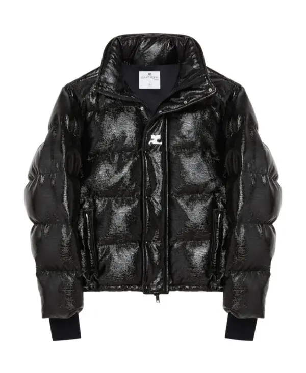 COURREGES High Collar Down Jacket With Embroidered Logo