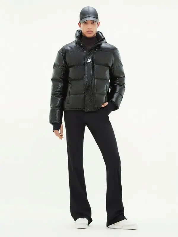 COURREGES High Collar Down Jacket With Embroidered Logo
