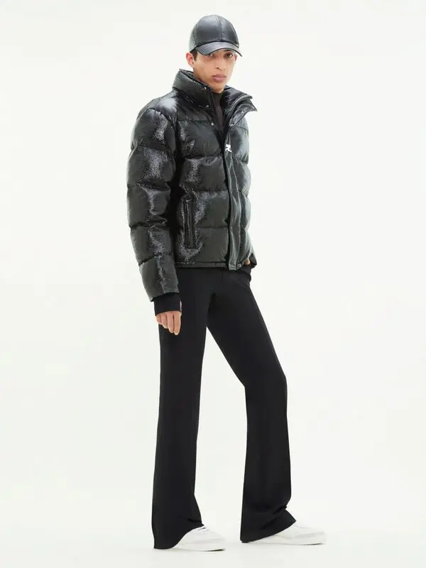 COURREGES High Collar Down Jacket With Embroidered Logo