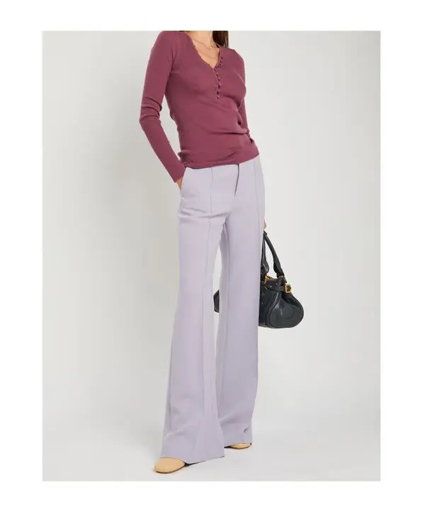 Chloé Pintuck Flared-leg Wool Trousers