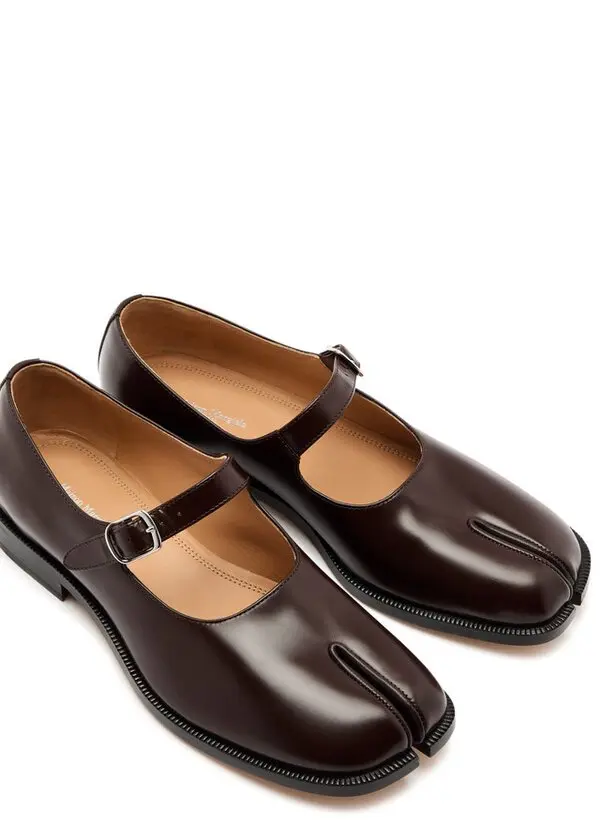 MAISON MARGIELA Tabi Leather Mary Jane Flats - Black