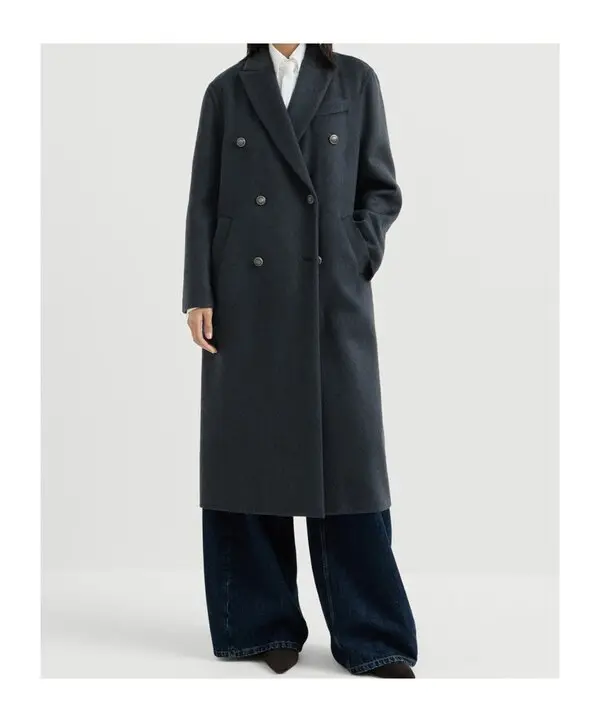 Brunello Cucinelli Hand-crafted Double-faced Cashmere Coat With Monili