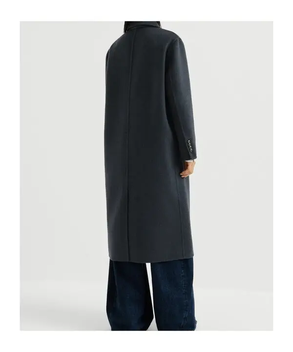 Brunello Cucinelli Hand-crafted Double-faced Cashmere Coat With Monili