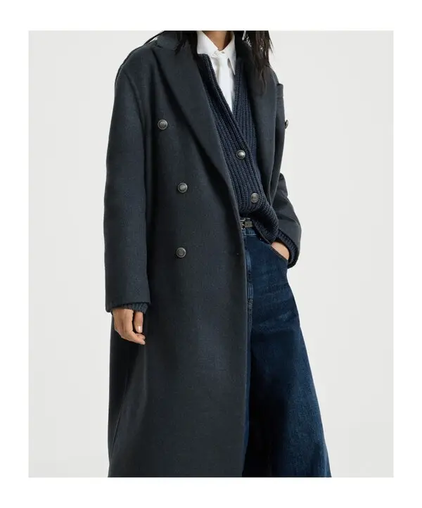 Brunello Cucinelli Hand-crafted Double-faced Cashmere Coat With Monili