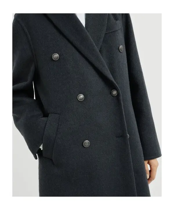 Brunello Cucinelli Hand-crafted Double-faced Cashmere Coat With Monili