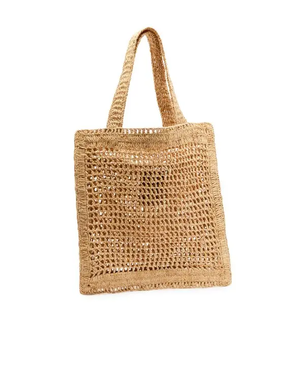 Chloé Summer Banana Logo Raffia Tote