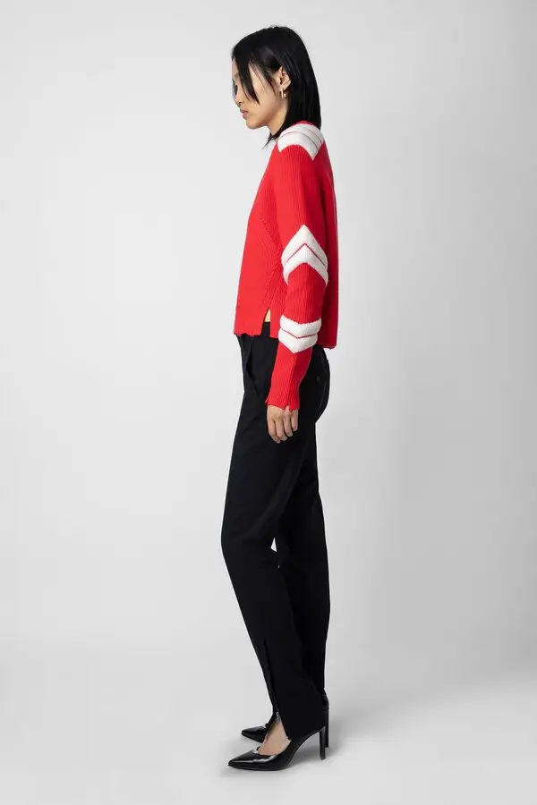 Zadig&Voltaire Long Sleeve Wool Sweater With Contrast Stitching