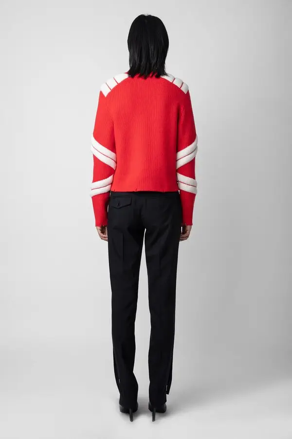 Zadig&Voltaire Long Sleeve Wool Sweater With Contrast Stitching