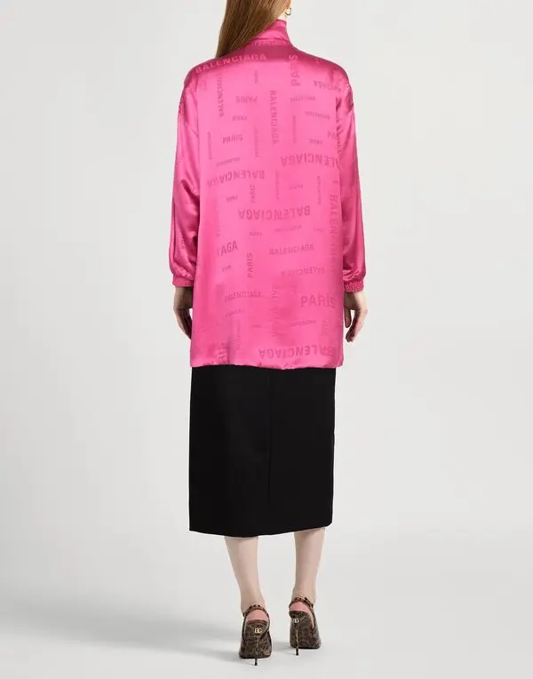 Balenciaga Satin Solid-color Turtleneck Zip-up Jacket