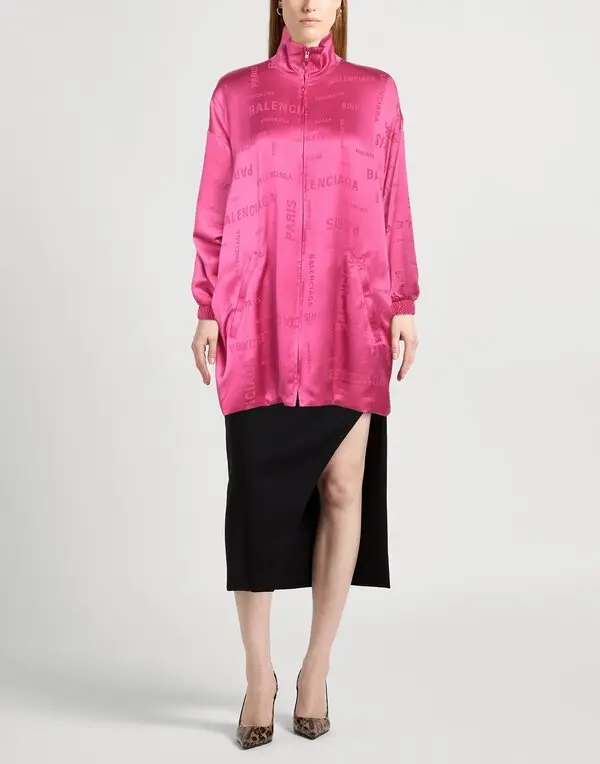 Balenciaga Satin Solid-color Turtleneck Zip-up Jacket