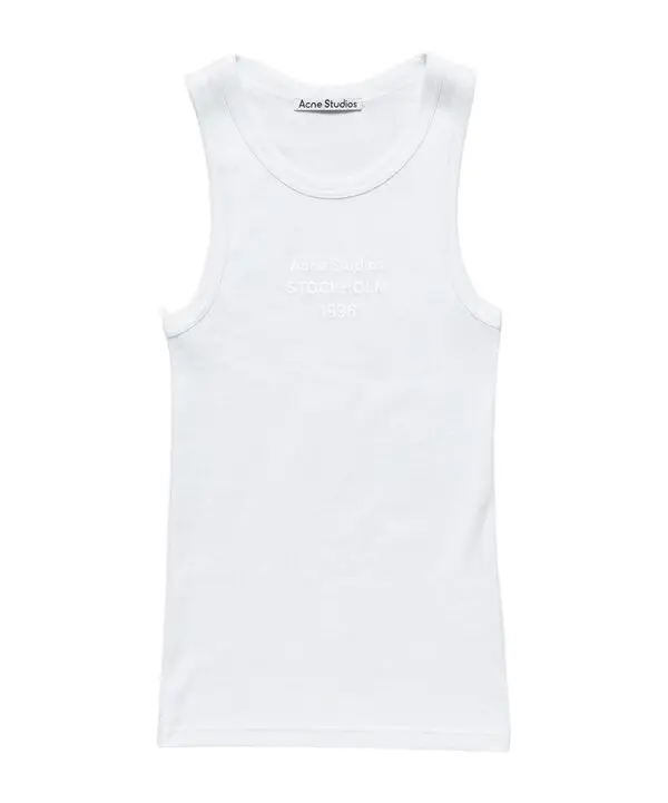 Acne Studios Logo-print Ribbed Tank Top - White