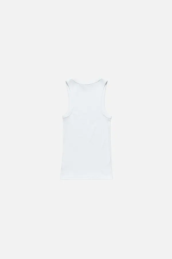 Acne Studios Logo-print Ribbed Tank Top - White