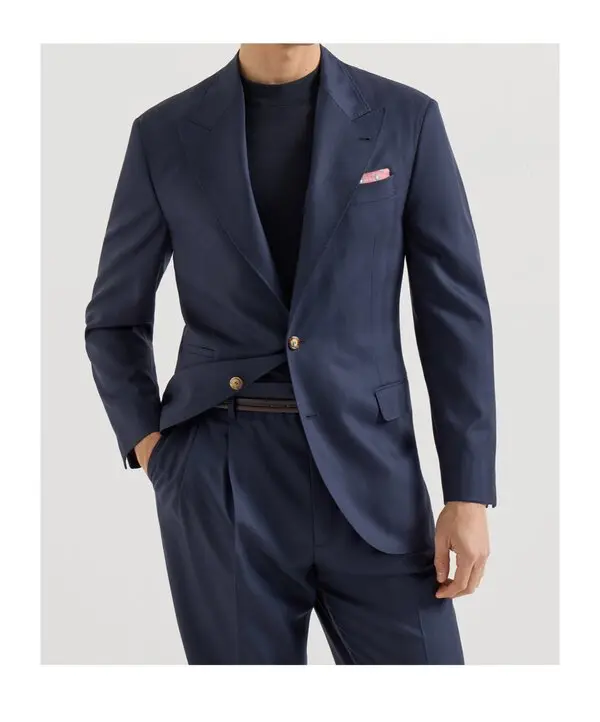 Brunello Cucinelli Virgin-wool Chevron Tailor Blazer With Peak Lapels