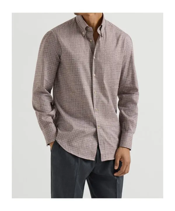 Brunello Cucinelli Flower-print Twill Shirt - Gray
