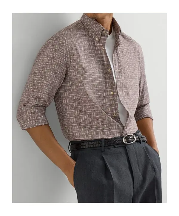 Brunello Cucinelli Flower-print Twill Shirt - Gray
