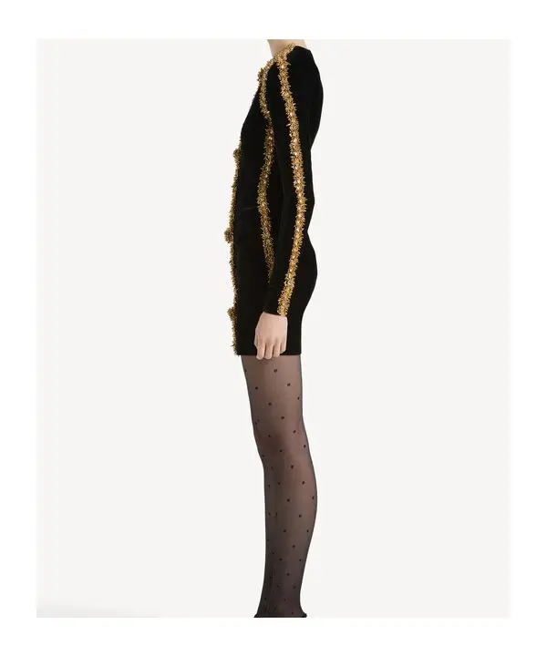 Balmain Velvet Dress With Embroidered Trim