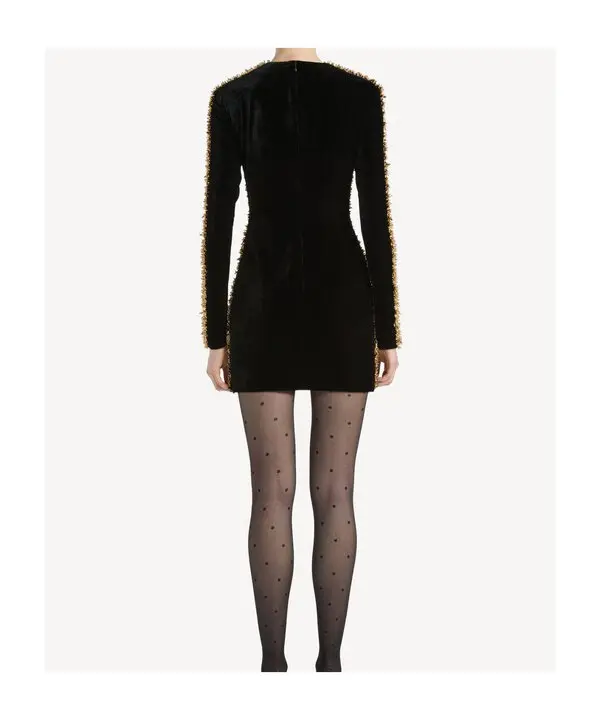 Balmain Velvet Dress With Embroidered Trim