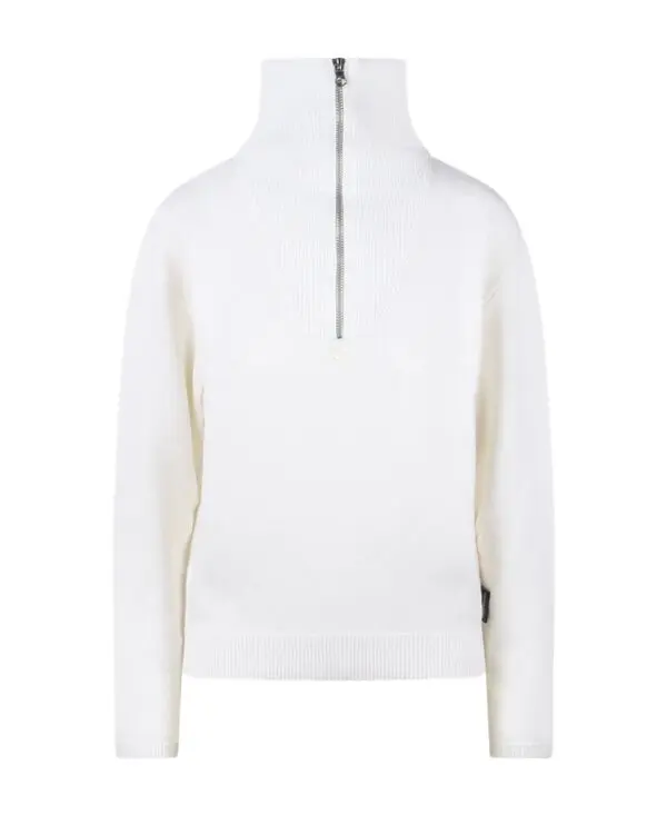 COURREGES Long-sleeved Sweater With High Collar And Zipper - White