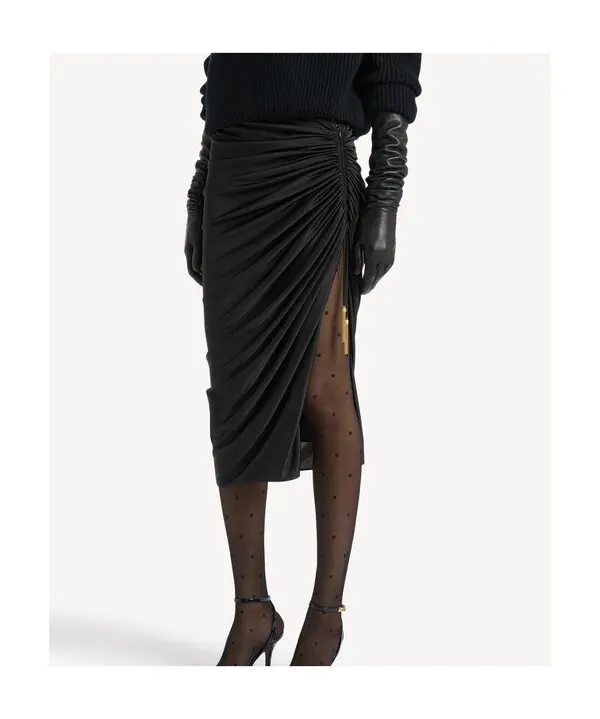 Balmain Flowing Jersey Midi Skirt With Slit