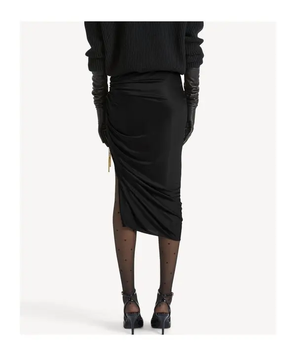 Balmain Flowing Jersey Midi Skirt With Slit