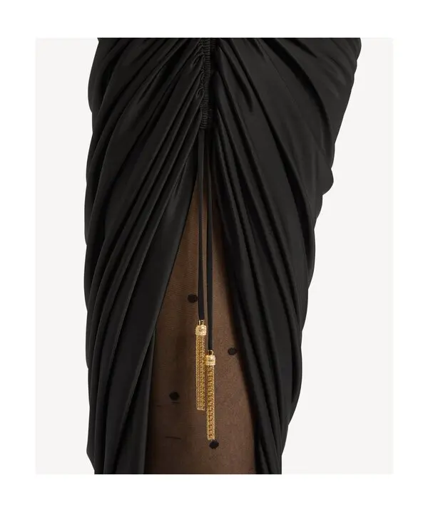 Balmain Flowing Jersey Midi Skirt With Slit