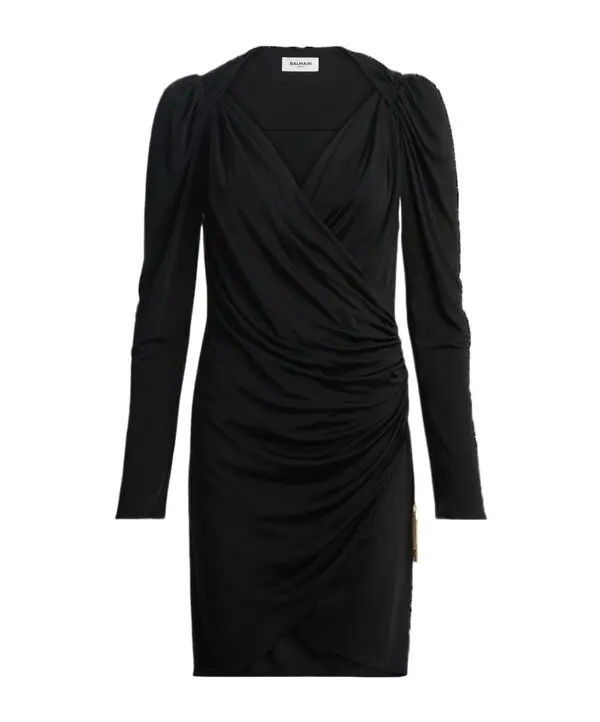 Balmain Draped Jersey Mini Dress
