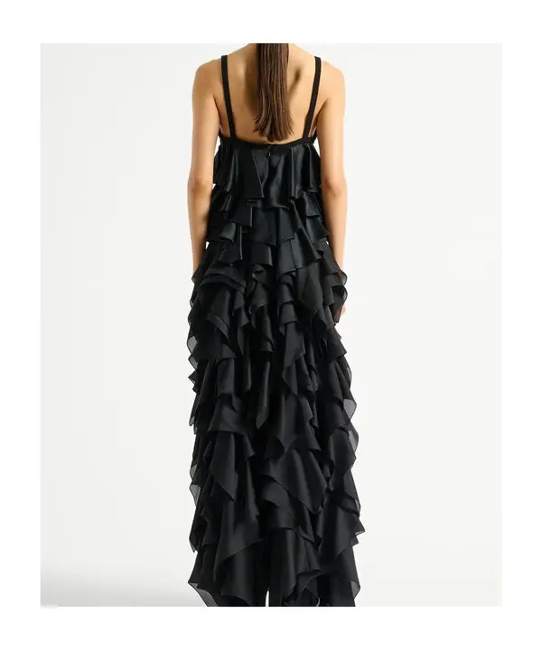 Balmain Satin Ruffle V-neck Top