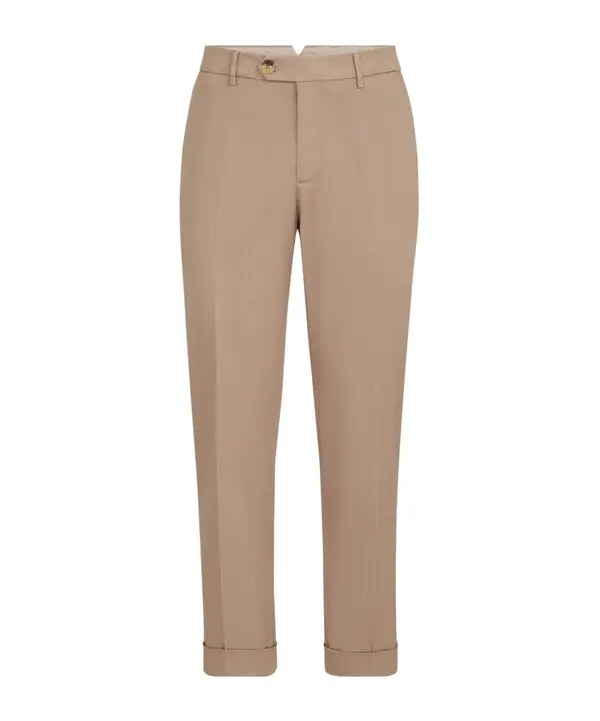 Brunello Cucinelli Garment-dyed Italian-fit Trousers In American Pima Comfort Cotton Gabardine - Brown