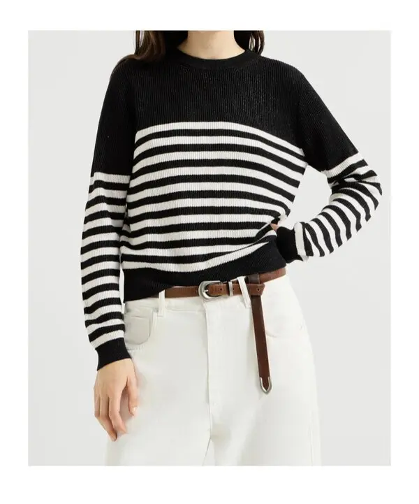 Brunello Cucinelli Ribbed Striped Long Sleeve Knitwear
