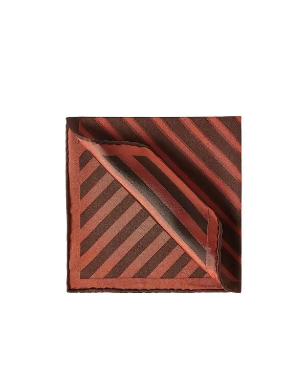 Brunello Cucinelli Regimental Stripe Silk Pocket Square