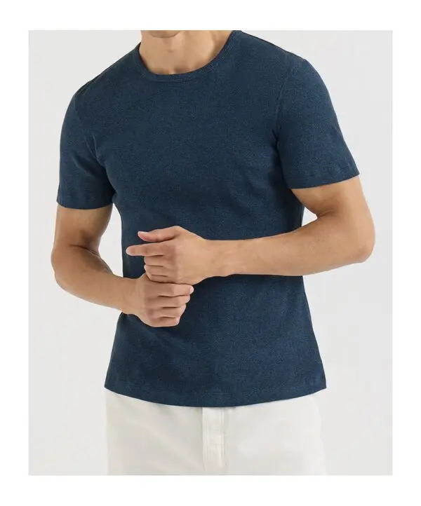 Brunello Cucinelli Denim-effect Ribbed Cotton Jersey Crew-neck T-shirt