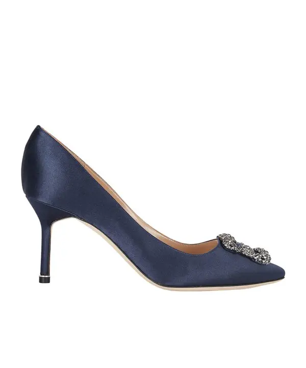 Manolo Blahnik Hangisi 75 Silk-satin Pumps - Black