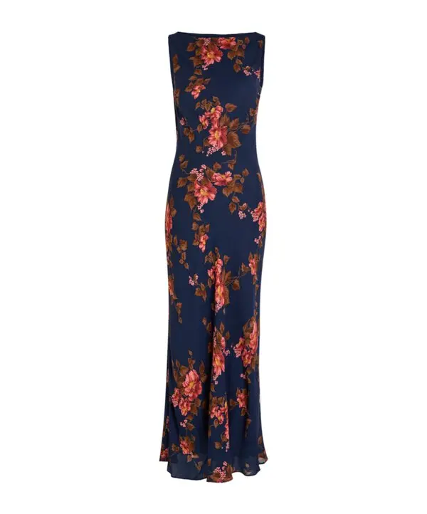 REFORMATION Prescott Floral Print Chiffon Maxi Dress - Black