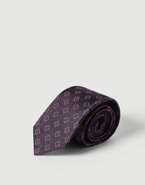 Brunello Cucinelli Silk Tie With Geometric Pattern