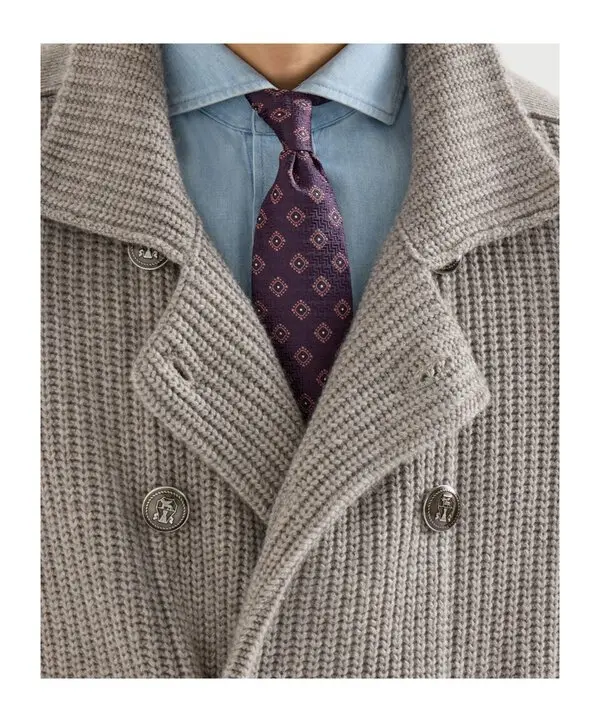 Brunello Cucinelli Silk Tie With Geometric Pattern