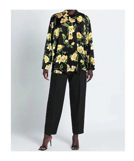 Balenciaga Floral Print Satin Jacquard Logo Shirt