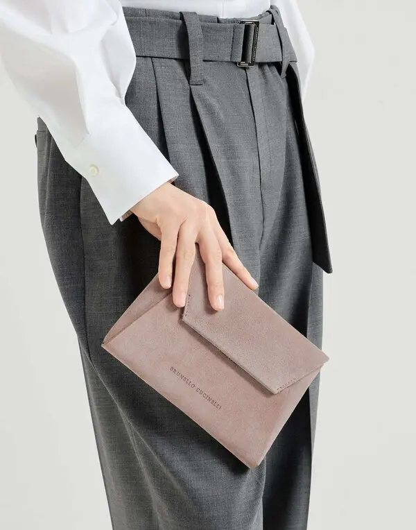 Brunello Cucinelli Bc Duo Pochette In Suede With Precious Chain