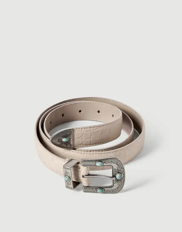 Brunello Cucinelli Alligator Belt With Detailed Buckle And Tip