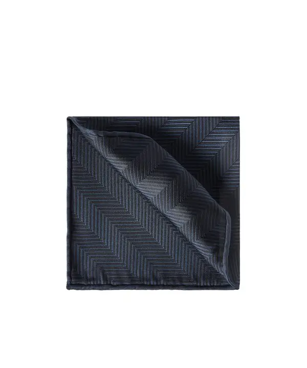 Brunello Cucinelli Silk Chevron Pocket Square - Blue