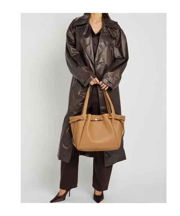 Tory Burch Romy Grained Leather Tote Bag - Brown
