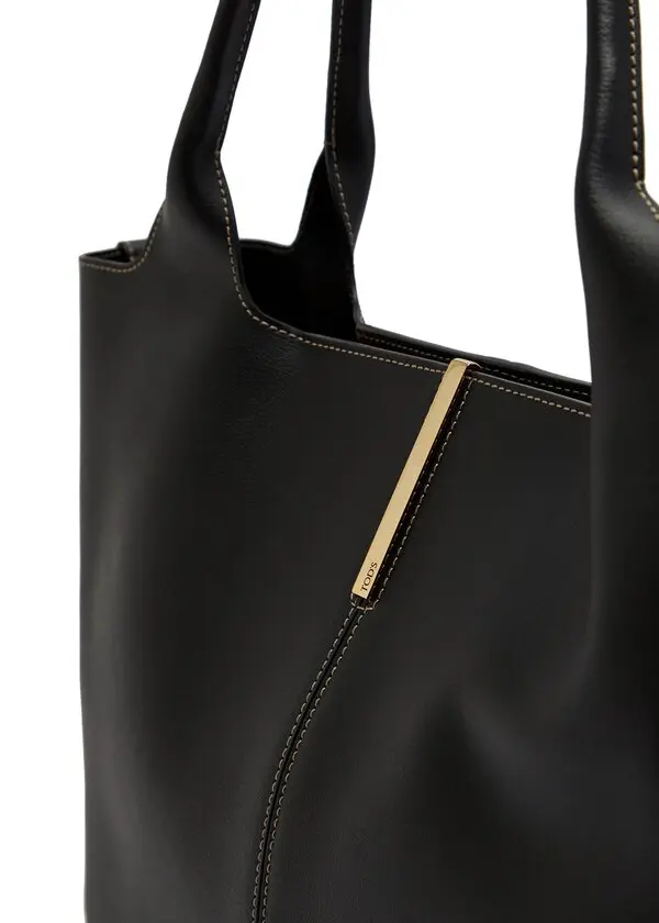 TOD'S Small Leather Tote Bag - Black