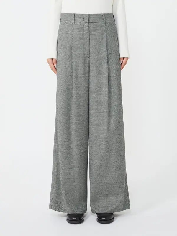 Max Mara Wool Flannel Wide-leg Pants