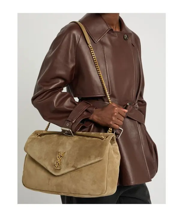 Saint Laurent Calypso Large Padded Suede Shoulder Bag