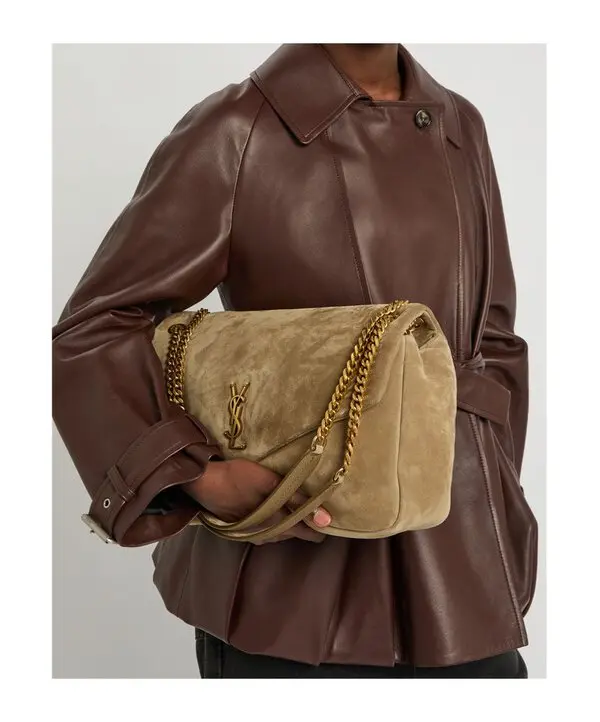 Saint Laurent Calypso Large Padded Suede Shoulder Bag