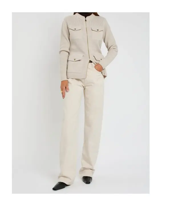 Moncler Logo Ribbed Wool And Shell Cardigan