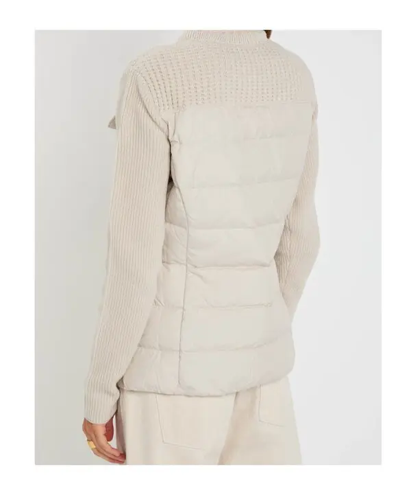 Moncler Logo Ribbed Wool And Shell Cardigan