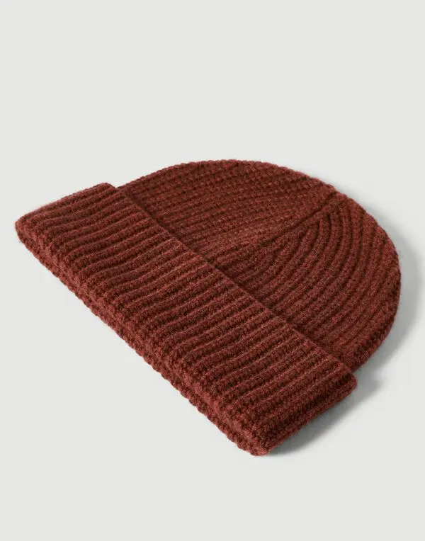 Brunello Cucinelli Cashmere English Rib Knit Beanie Hat