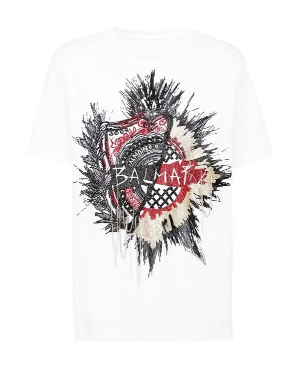 Balmain Oversized Cotton T-shirt With Embroidered Logo
