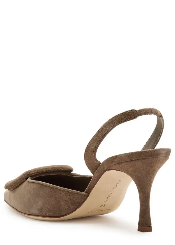 Manolo Blahnik Maysli 70 Suede Slingback Pumps